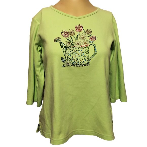 Quacker Factory | Tops | Womens Top Quacker Factory Floral Watering Can ...
